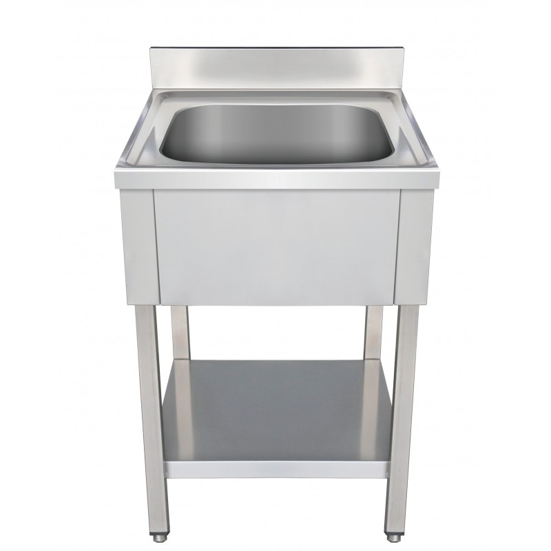 Plonge 1 bac sans égouttoir avec étagère inférieure - 700 x 700 x 850 mm - Skyrainbow