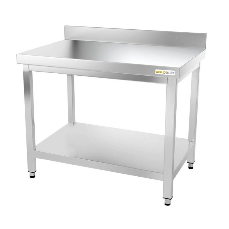 Table de travail inox avec étagère inférieure adossée - 1000 x 500 ...