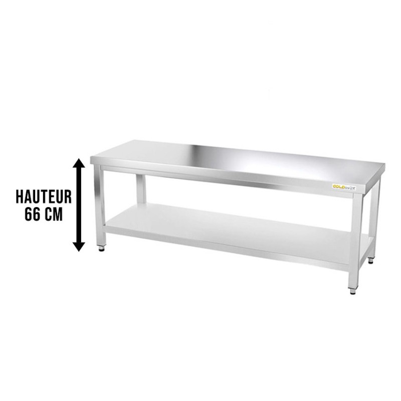 Table de travail centrale inox soubassement - 1800 x 600 x 680 mm