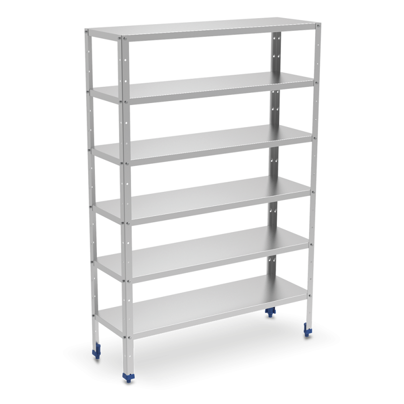 Rayonnage inox 6 niveaux avec étagères