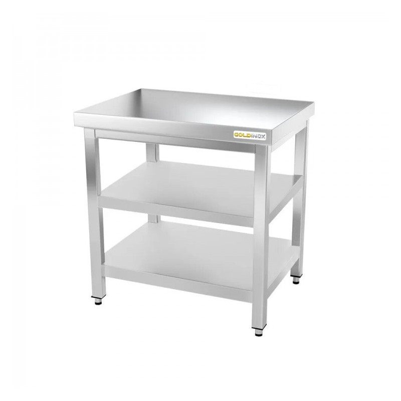 Table de travail inox avec deux étagères - 700 x 600 x 850/870 mm