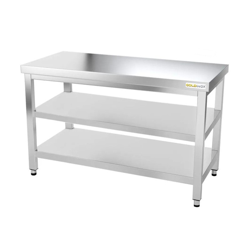 Table de travail inox avec deux étagères - 1400 x 600 x 850/870 mm