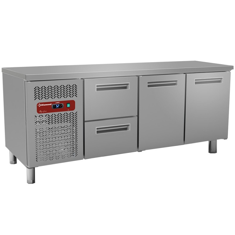 Pack table de travail frigorifique : dessertes 3 portes avec 2 tiroirs ...